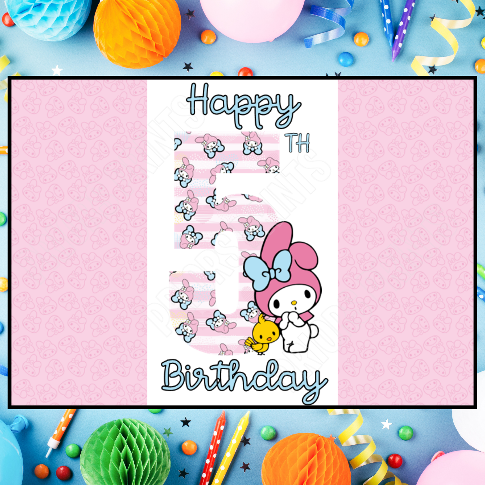 My Melody Birthday Chocolate Bar Wrapper with Age 5-20 Years (Matches ...