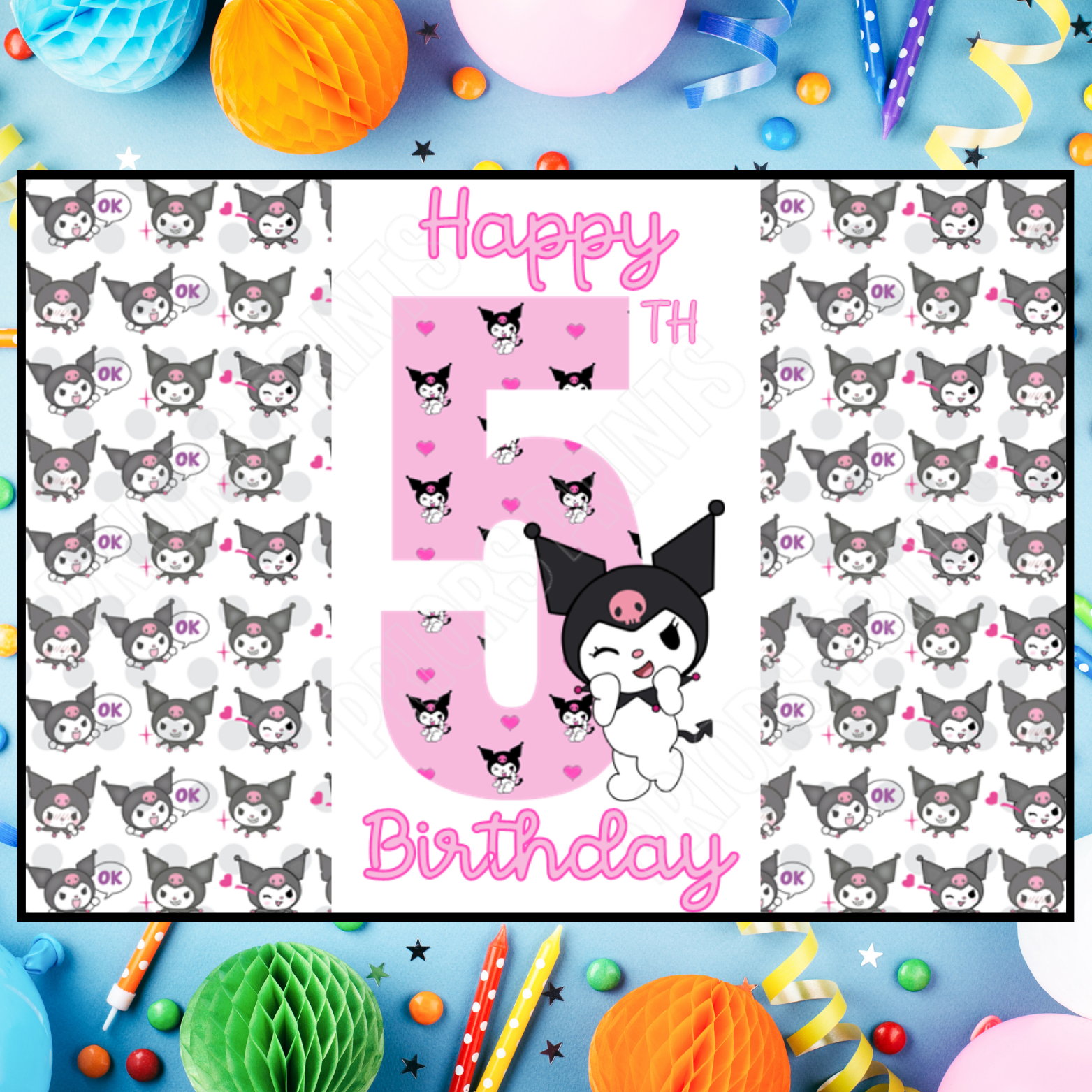 Kuromi Birthday Chocolate Bar Wrapper with Age 5-20 Years (Matches Car ...
